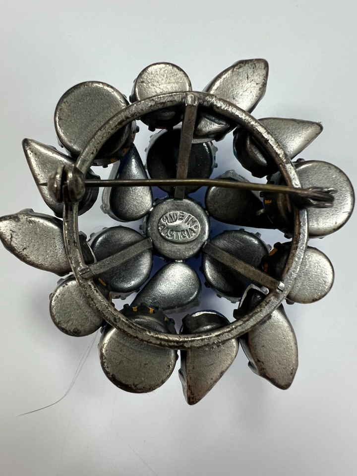 Vintage Blue Rhinestone Beau clip earrings and Brooch from Austria | eBay