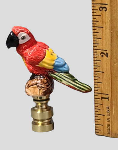 Hand Painted Ceramic Colorful Tropical Scarlet Macaw Parrot Lamp Finial ...