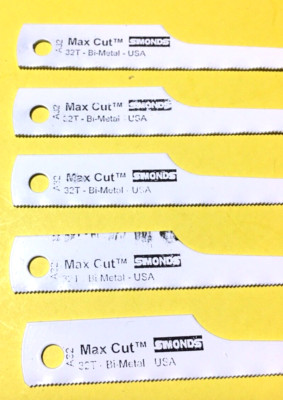 5 pc Simonds A32 MAX CUT [32 teeth] Reciprocating Air Body Saw Blades ...
