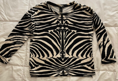 H&M HM Zebra Print Sweatshirt Top ~ Women's XS Preowned | eBay