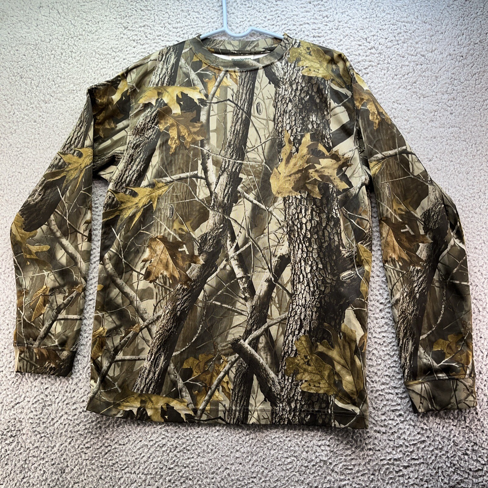 Remington Shirt Mens M Camo Long Sleeve Polo Realtree Hardwoods Deer ...