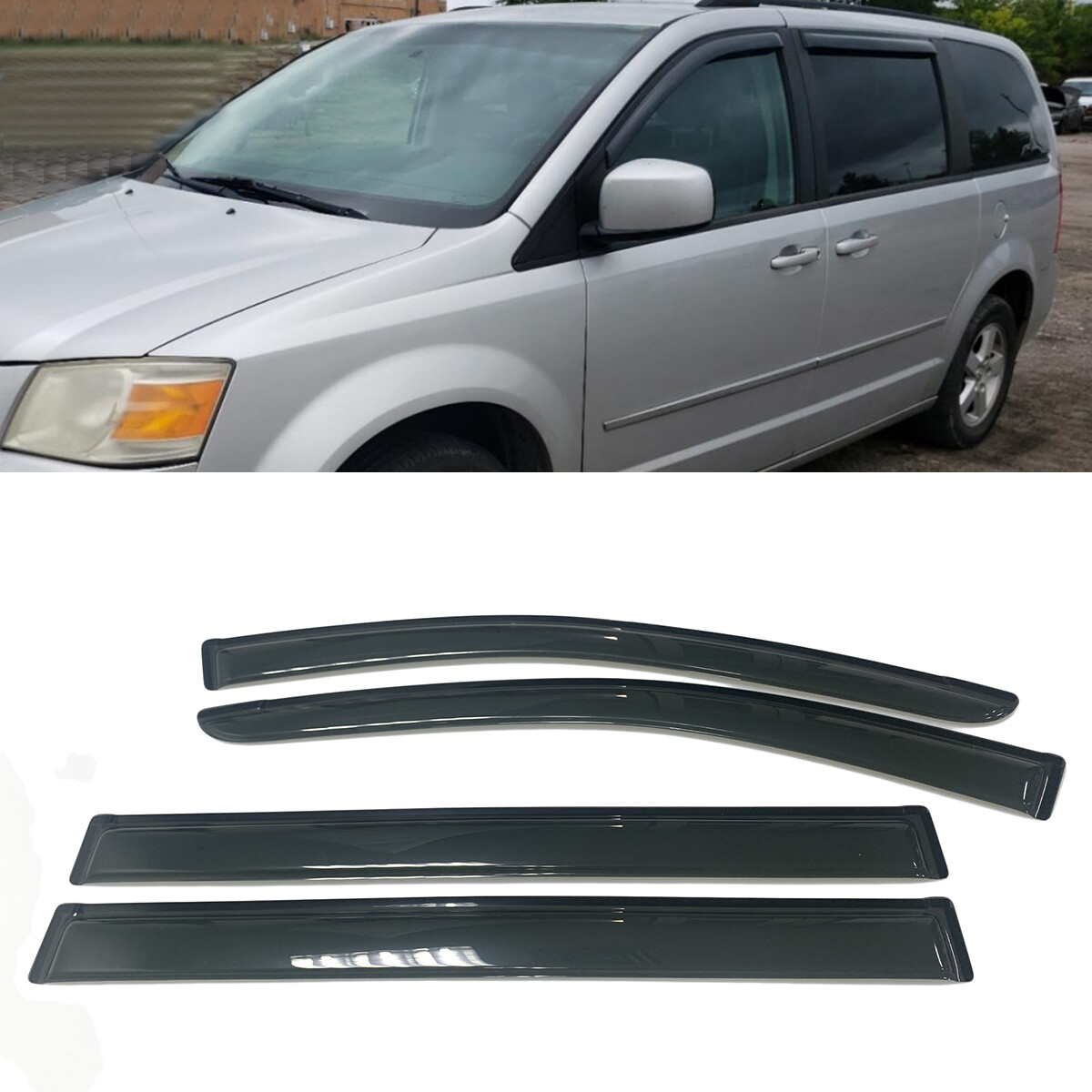 Fit 2008-2018 Dodge Grand Caravan Window Visors Sun Vent Rain Guard ...