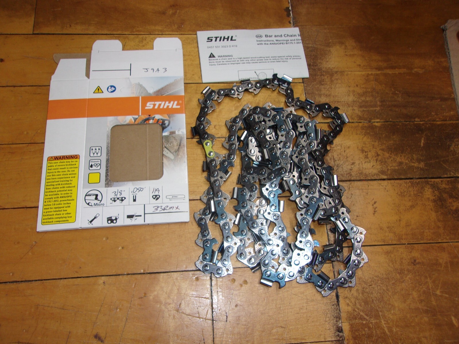 Stihl OEM 36" Semi Chisel "Ripping" Chain 3/8" .050 119 DL 33RMX #GM ...