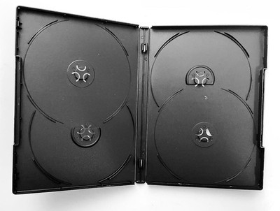 New 4-Disc DVD Black Case, Standard 14mm size, Overlapping Hubs | eBay