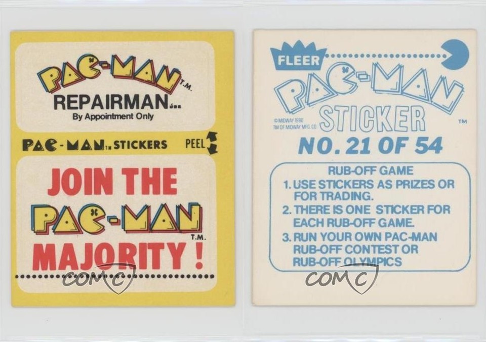 1980 Fleer Pac-Man Stickers Pac-Man Repairman… (No Eyes) #21 0hm4 | eBay