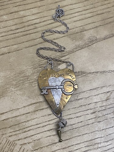 RARE!! Thomas Mann Artisan Sterling Silver Mixed Metals Heart Necklace ...