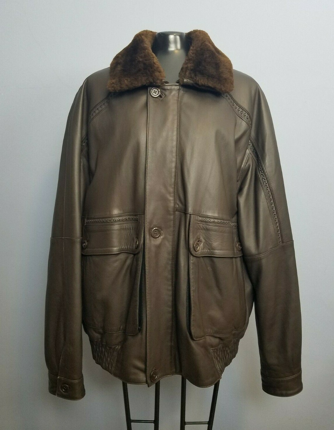 TORRAS Leather Flight Bomber Jacket Removable Fur Col… - Gem