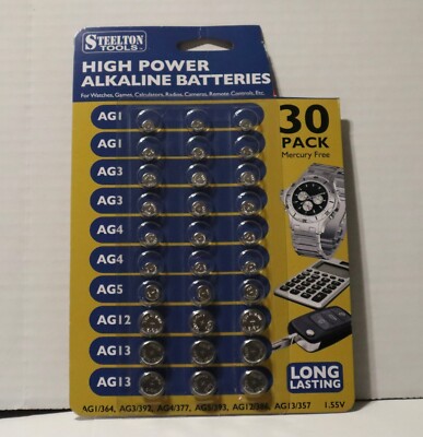 Steelton Tools High Power Alkaline Coin Cell Batteries (30 Of Various ...