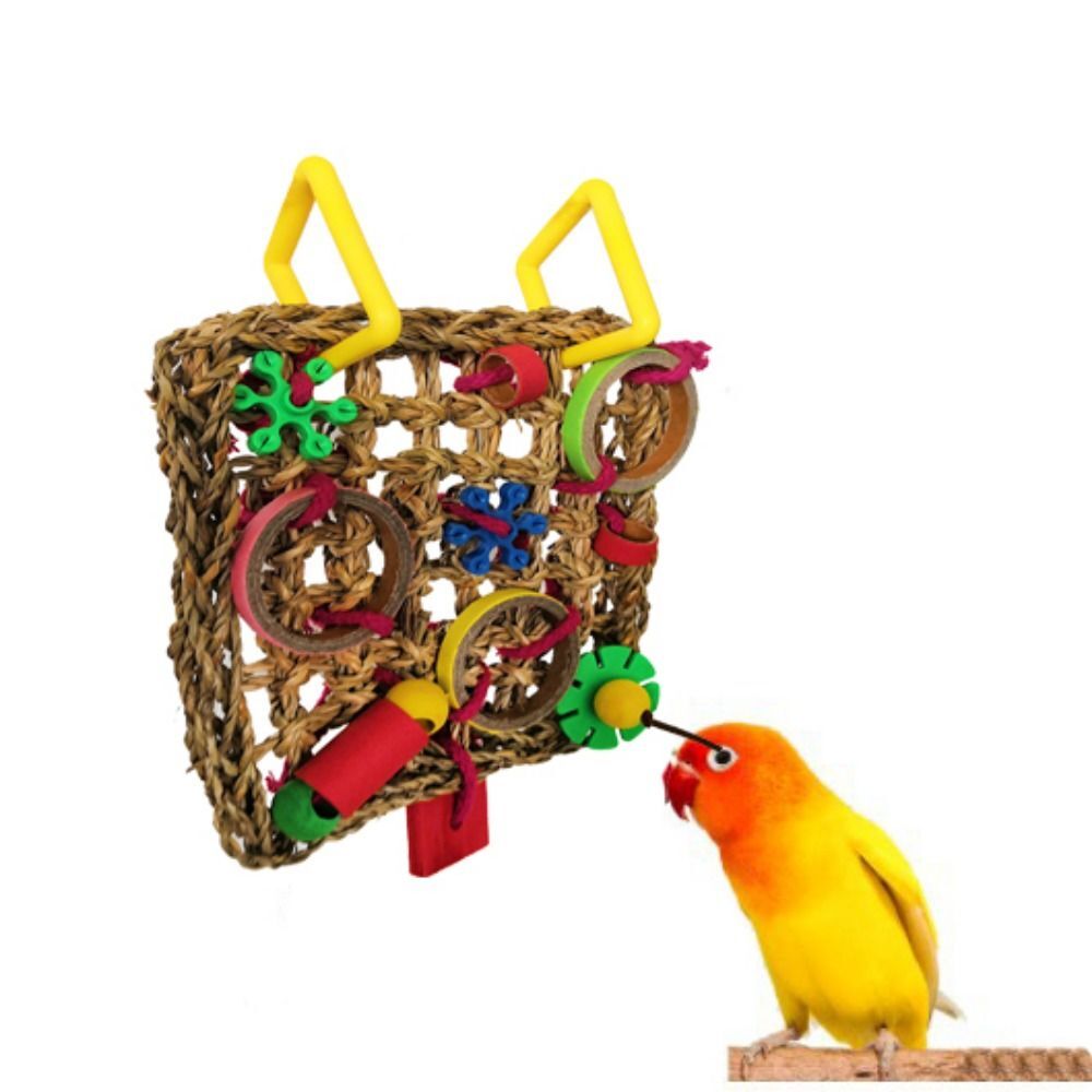 Wood/Seagrass Parrot Swing Play Ladder Parrot Foraging Net Toy Bird ...