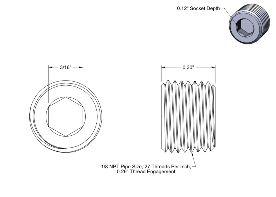 (100) 1/8 Hex Socket Pipe Plug Fitting Male 1/8-27 Zinc class 150, 1/8” NPTF | eBay