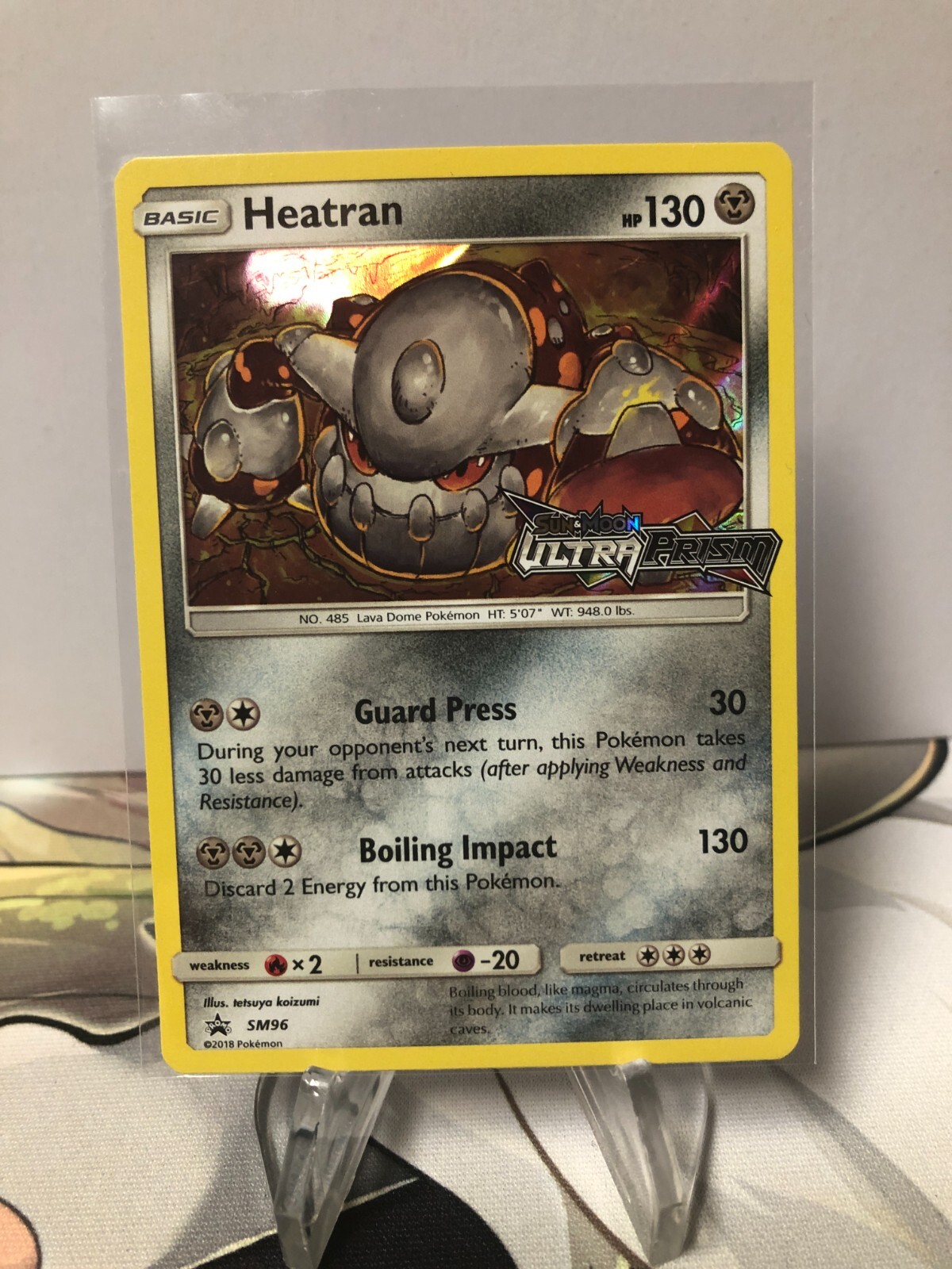 Pokemon TCG Card: Holo Rare Prerelease Heatran SM96 Ultra Prism Sun ...