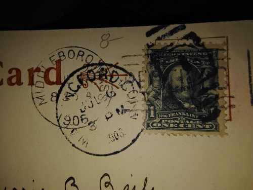 BENJAMIN FRANKLIN 1 Cent Stamp on *RARE* Postcard 1906 Post Marked. Has ...