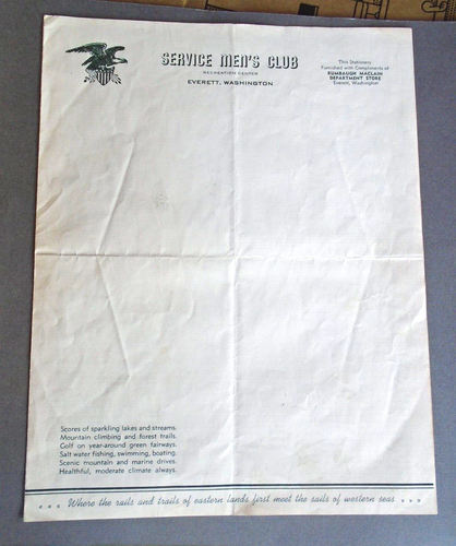 Service Men's Club, Everett, Washington, stationary, brochure, and map ...