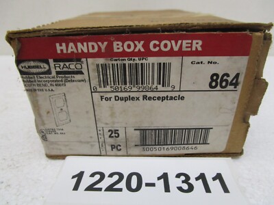 Hubell Raco Handy Box Covers 864 Metal Duplex Receptacle Cover 25 Pc ...