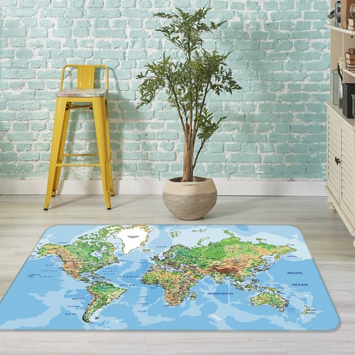 3D World Map Distribution ZHUA1504 Game Non Slip Rug Mat Photo Carpet ...
