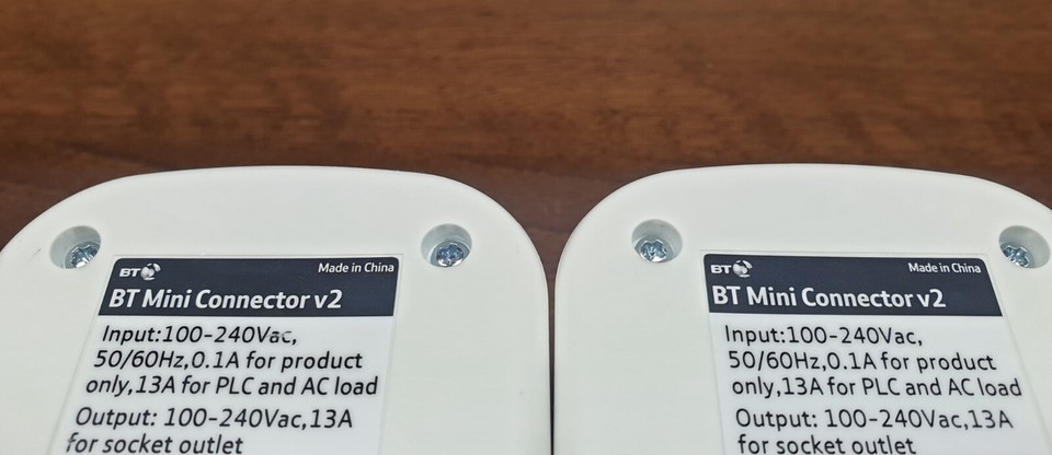 2 x BT Mini Connectors VERSION 2 1000Mb GIGABIT Powerline Adapters + 2 ...