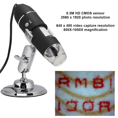 1000X Black Mobile Phone Repair Magnifier USB Digital Microscope With 0 ...