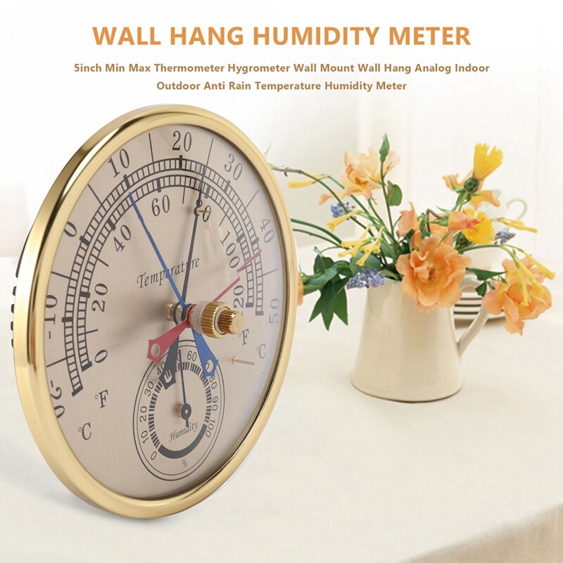 5inch Min Max Hygrometer Wall Mount Wall Analog Indoor Outdoor Rain1169 ...
