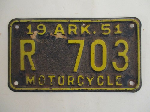 1951 Arkansas MOTORCYCLE License Plate Tag | eBay