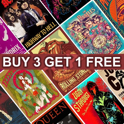 Vintage Music Posters Rock Band Gig Concert Poster Wall Art Picture ...