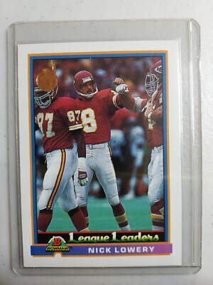 1991 Bowman #279 Nick Lowery League Leaders - Kansas City Chiefs NFL ...