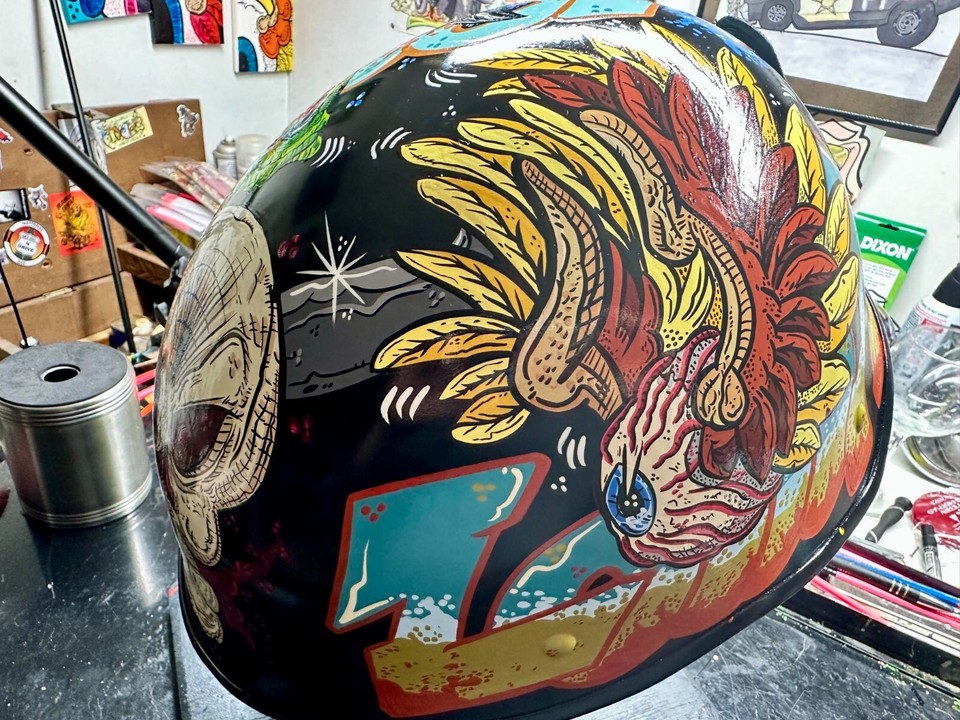 Custom Painted Harley Davidson Black Motorcycle Helmet Weirdo Flying ...