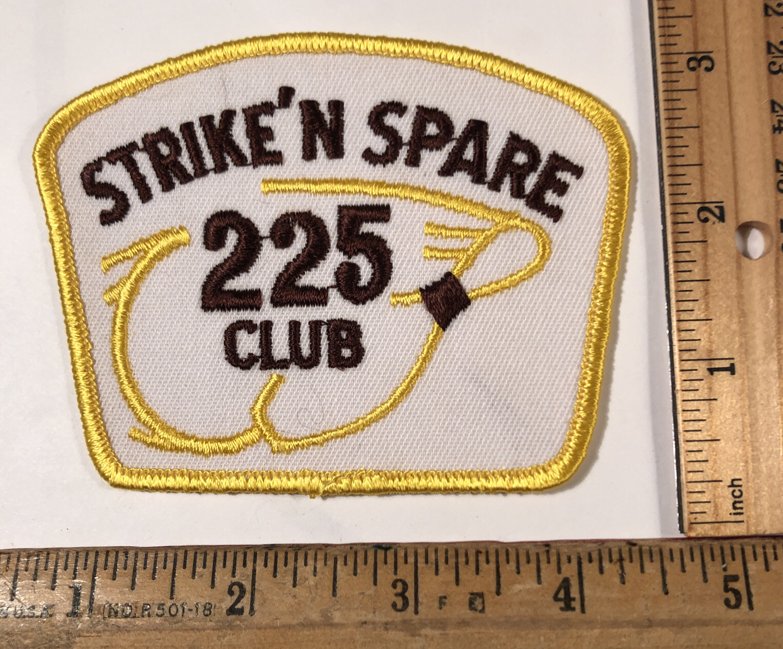 Vintage Strike N Spare 225 Club Sew On Patch Bowling Ball Pin Alley ...