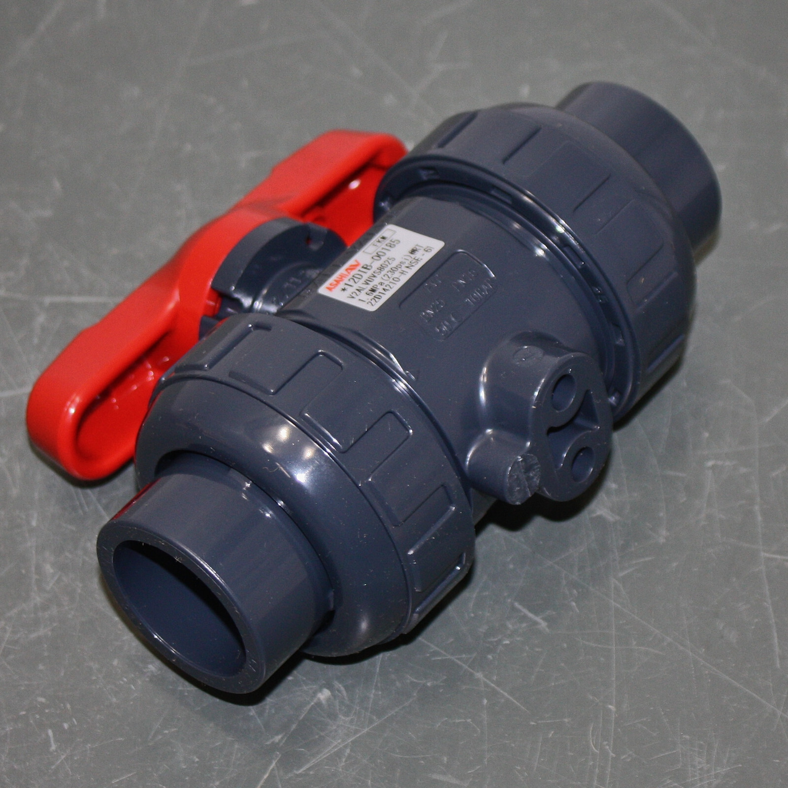 Asahi Inline Ball Valve 1605010, 1" Socket x Socket, 2-Way, PVC, Double ...