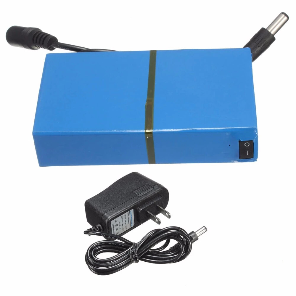 12V DC Rechargeable Li Battery Portable Battery Pack w/ US Plug Charger ...