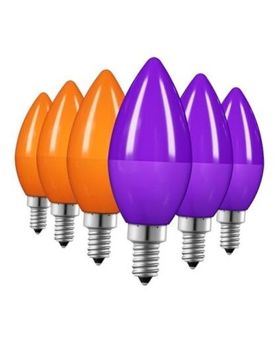 Halloween C35 Purple & Orange Dimmable LED Light Bulb, E12 Purple ...