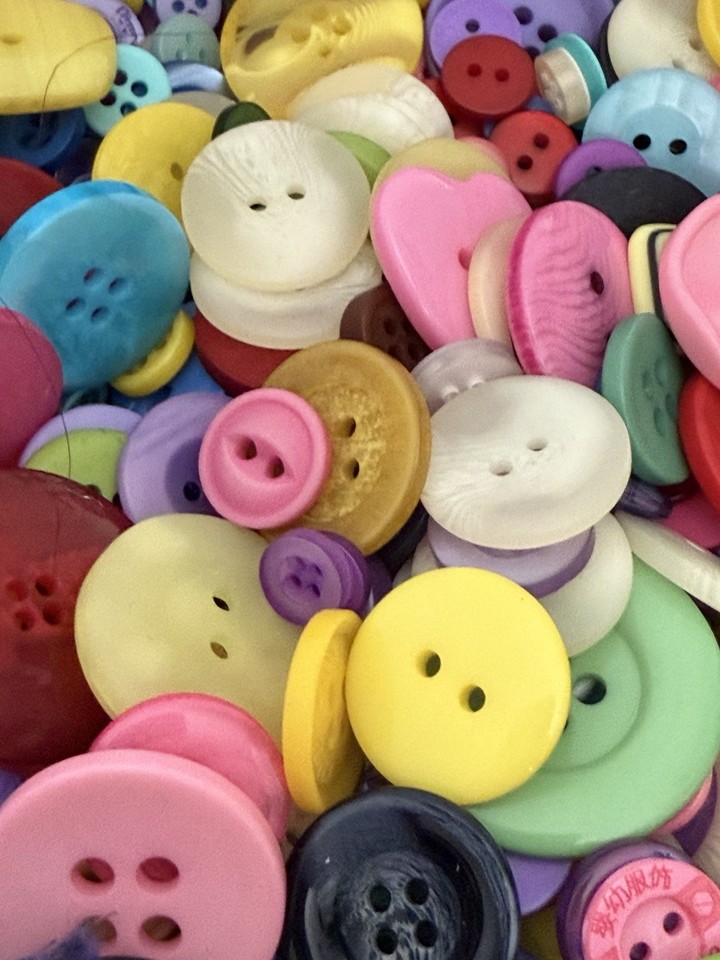 Multi Coloured Buttons - Job Lot. 500g Selection Multiple Craft Use ...