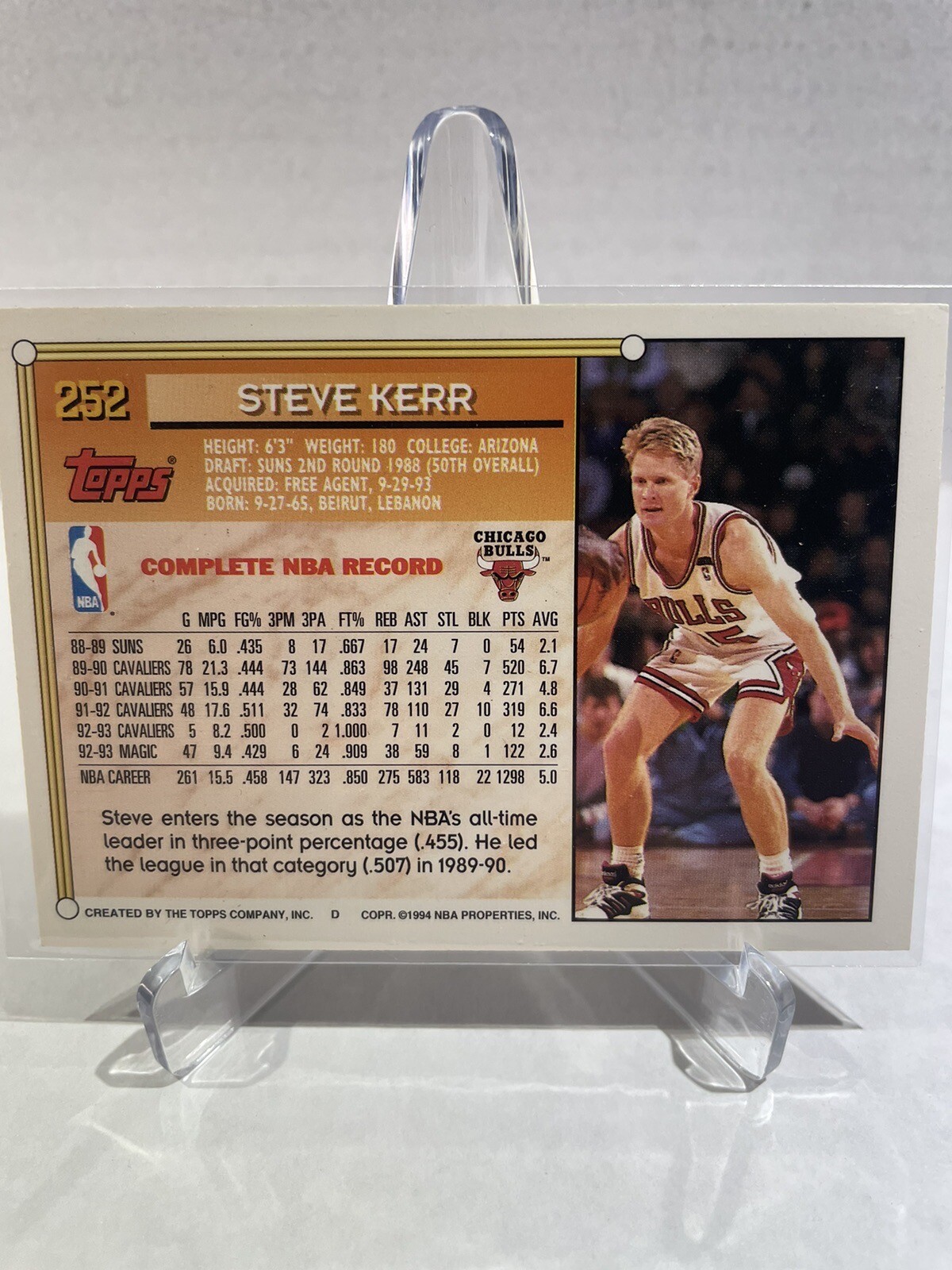 1994-95 NBA Topps Steve Kerr 🏀 Chicago Bulls | eBay