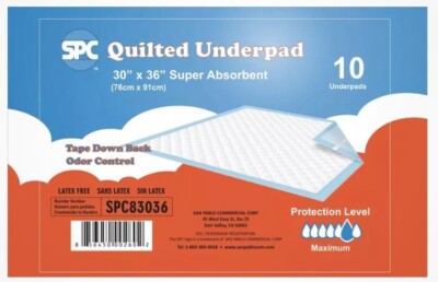 SPC QUILTED UNDERPAD Super Absorbent 10 underpads 30"X36" NEW | eBay