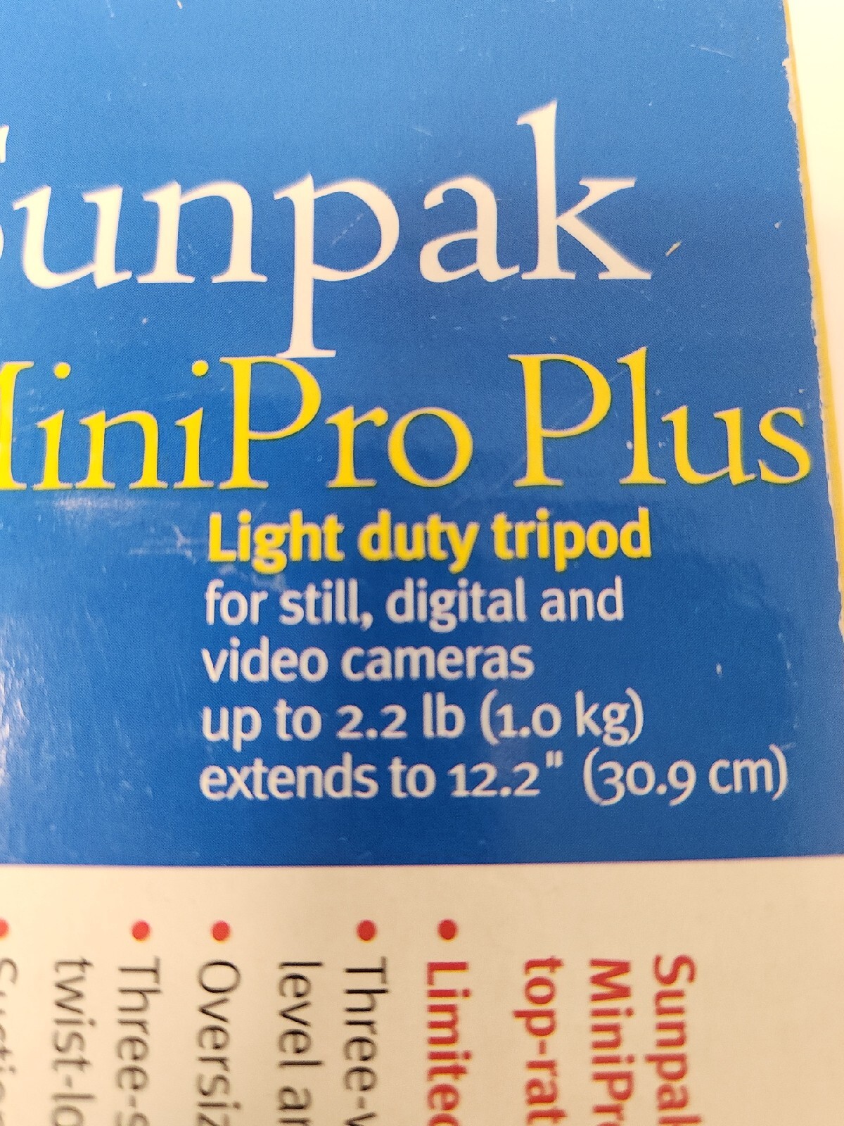 Sunpak Mini Pro Plus Light Duty Tripod. Extends To 12.2" Still Shots ...