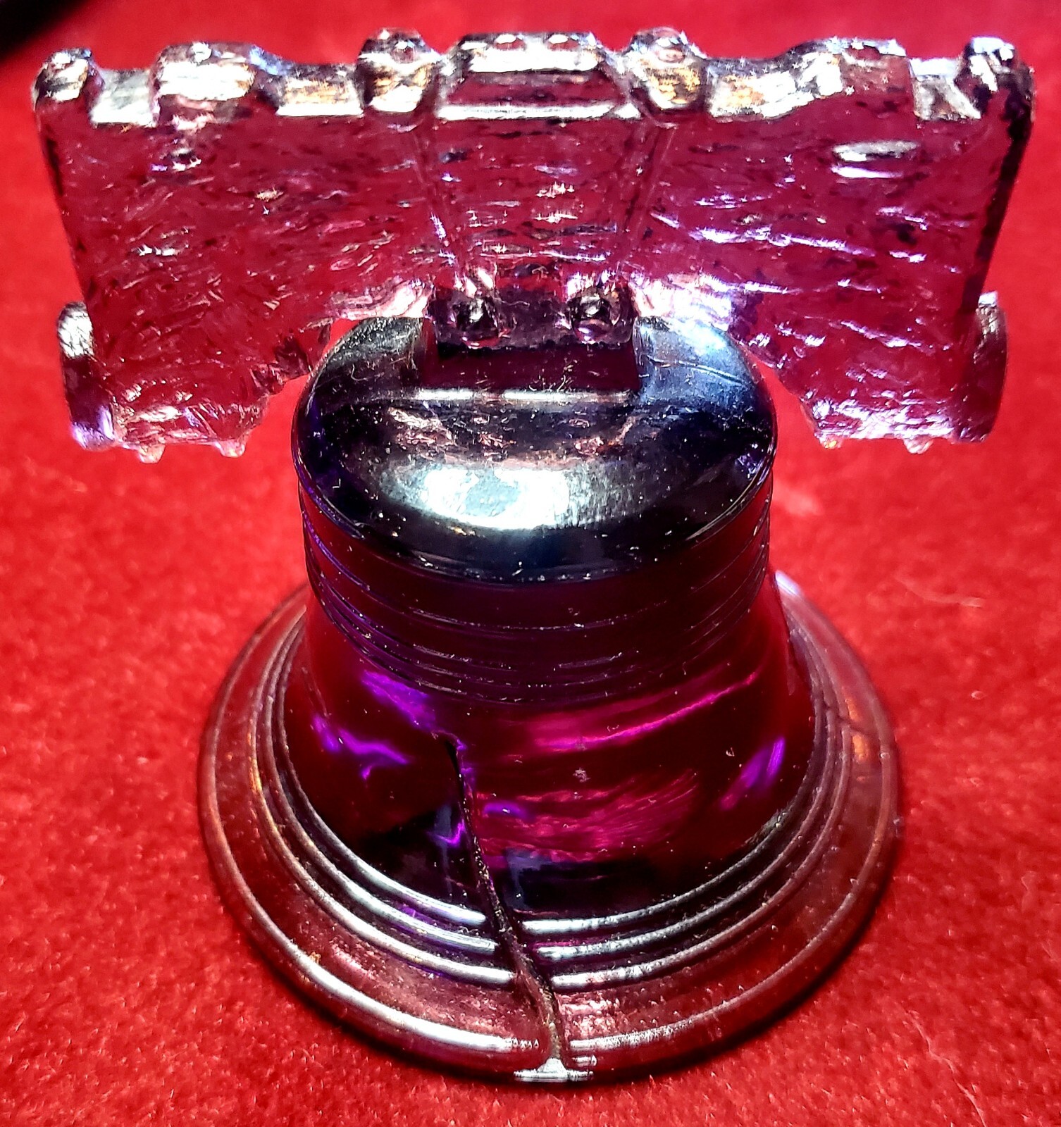 Vintage Mosser Art Glass Amethyst Liberty Bell Paperweight Discontinued ...