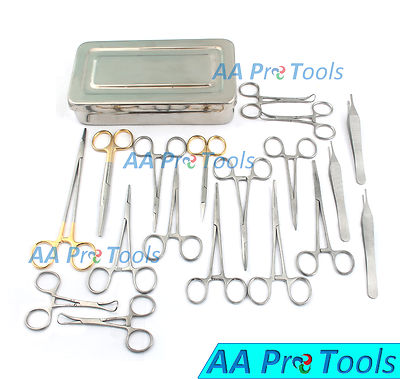 22 Pcs Small Animal Surgery Kit, W/Instruments Box Dog, Cat Surgery ...