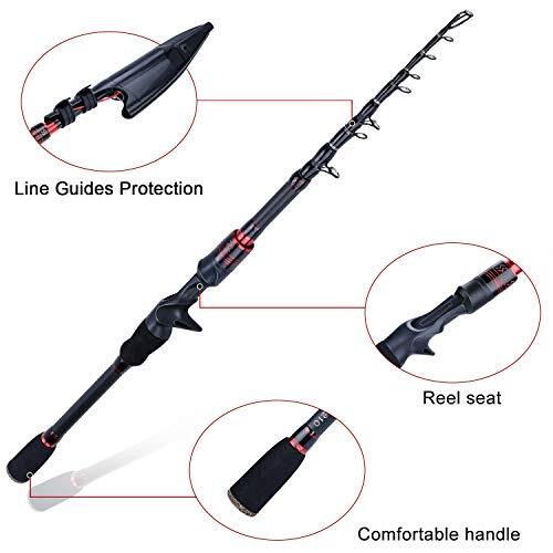1.8M/5.9FT with Left Handed Reel C-Baitcasting Rod Reel with Carrier ...