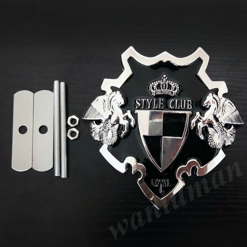 Metal Chrome Royal Style Club VIP Shield Car Auto Front Grille Emblem ...