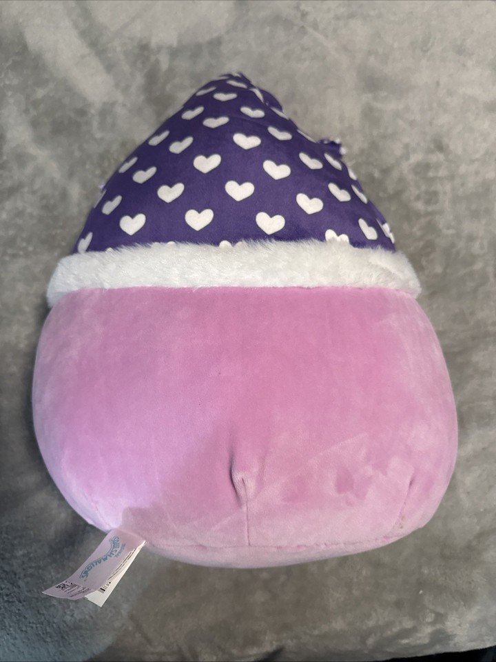 Squishmallow Gnome Nefen 12" Purple Pink White Hearts Valentine's Day ...