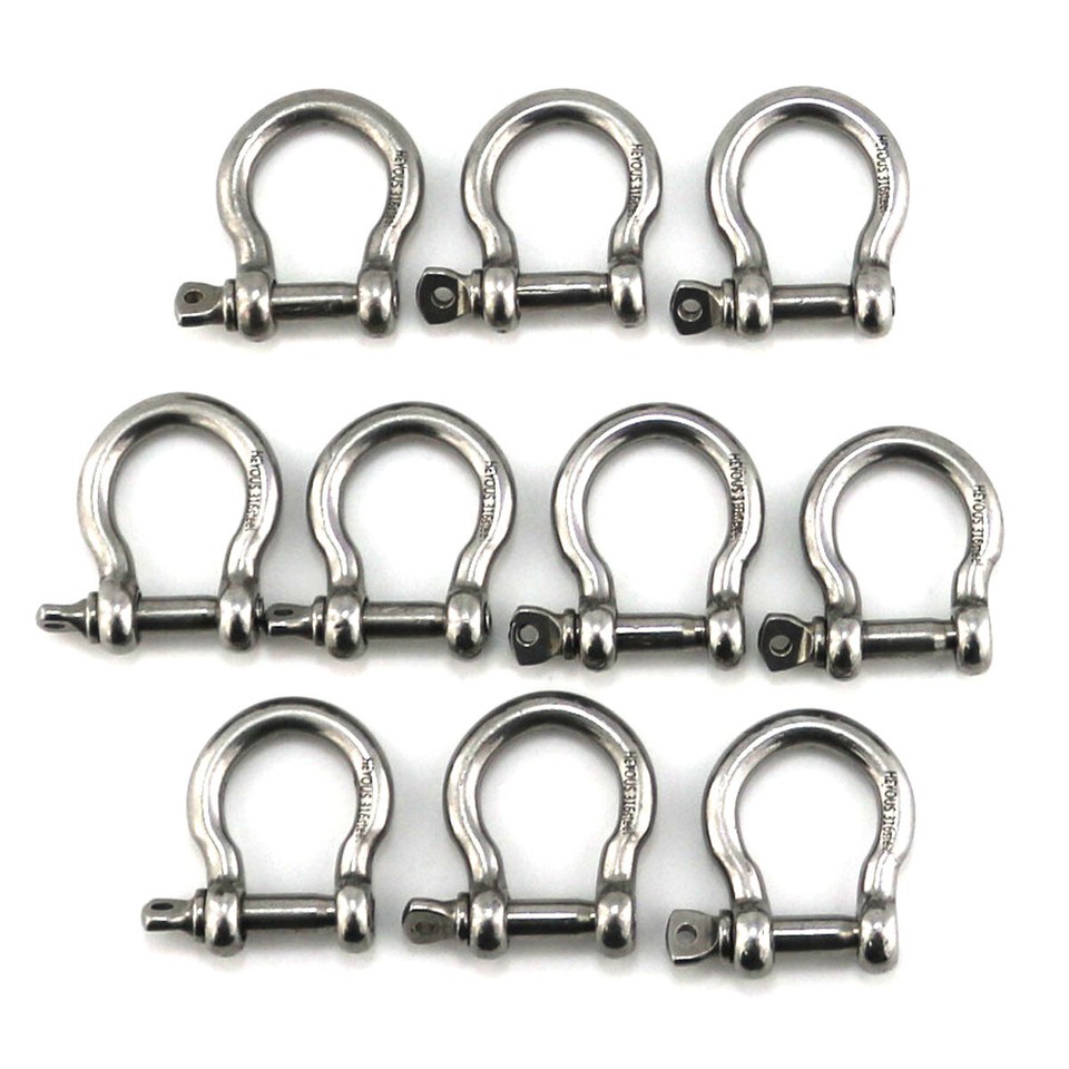 10 Pack 1/5" Mini Shackle D Rings Stainless Steel Small Anchor Rigging ...