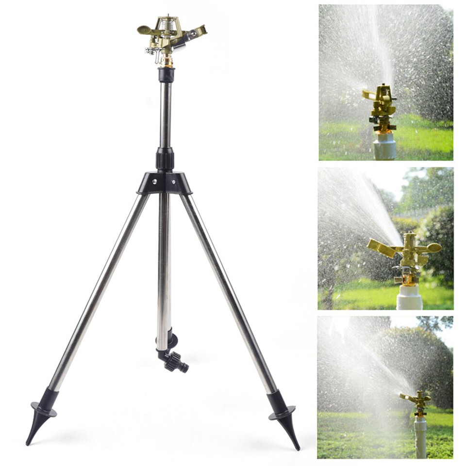 Impact Sprinkler Tripod Base Large Area Water Sprinkler for Lawn Yard ...