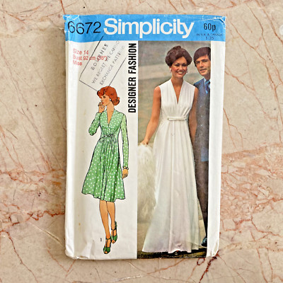 Simplicity 6672, 70s Dress, Sz 14/36, Vintage Sewing Pattern, Cut ...