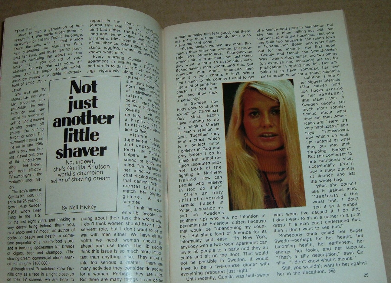 1972 TV ARTICLE~GUNILLA KNUTSON MISS SWEDEN SHAVING CREAM COMMERCIALS ...