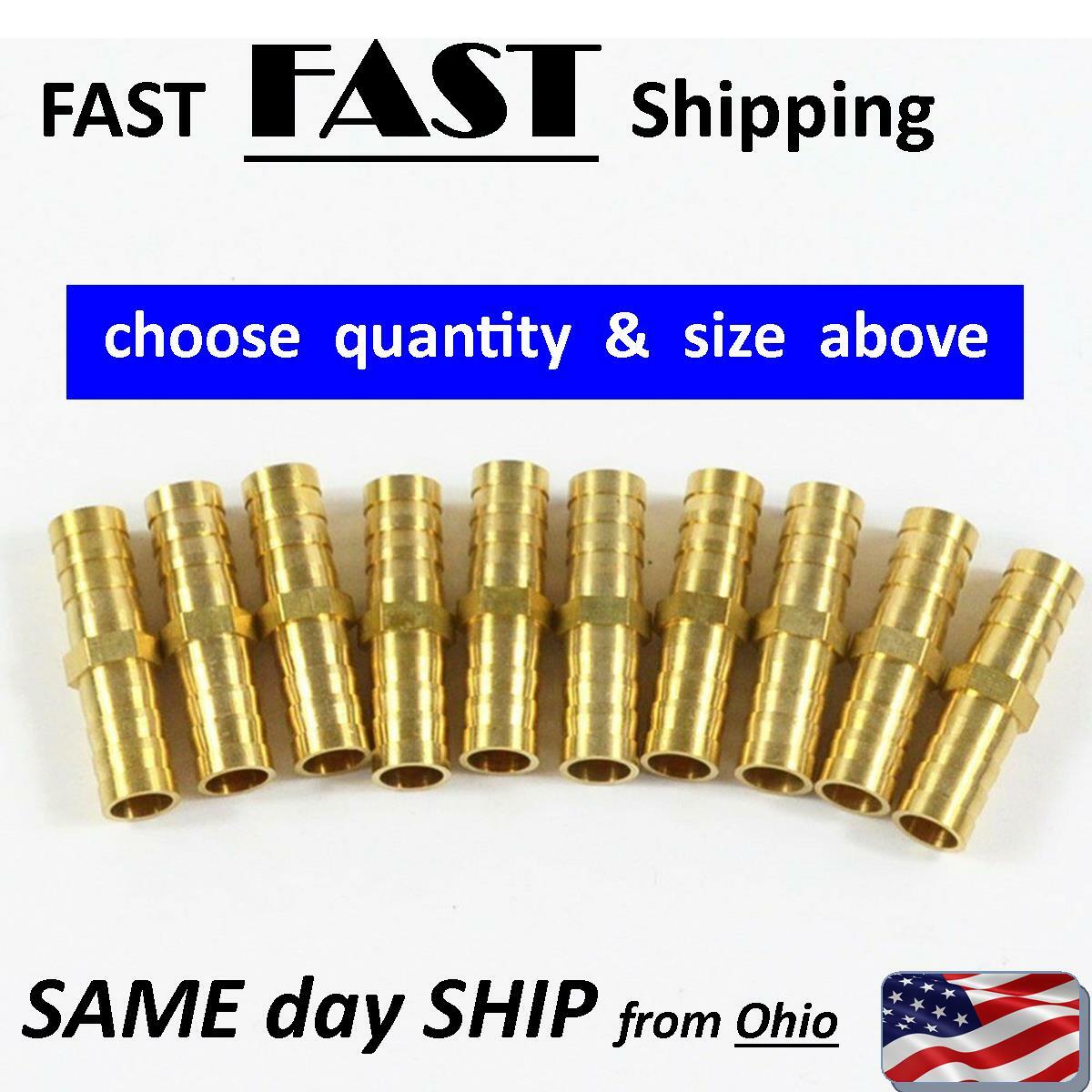 Brass Hose / Tube Union Splice Connector 1/4" 5/16" 3/8" 1/2" Straight ...