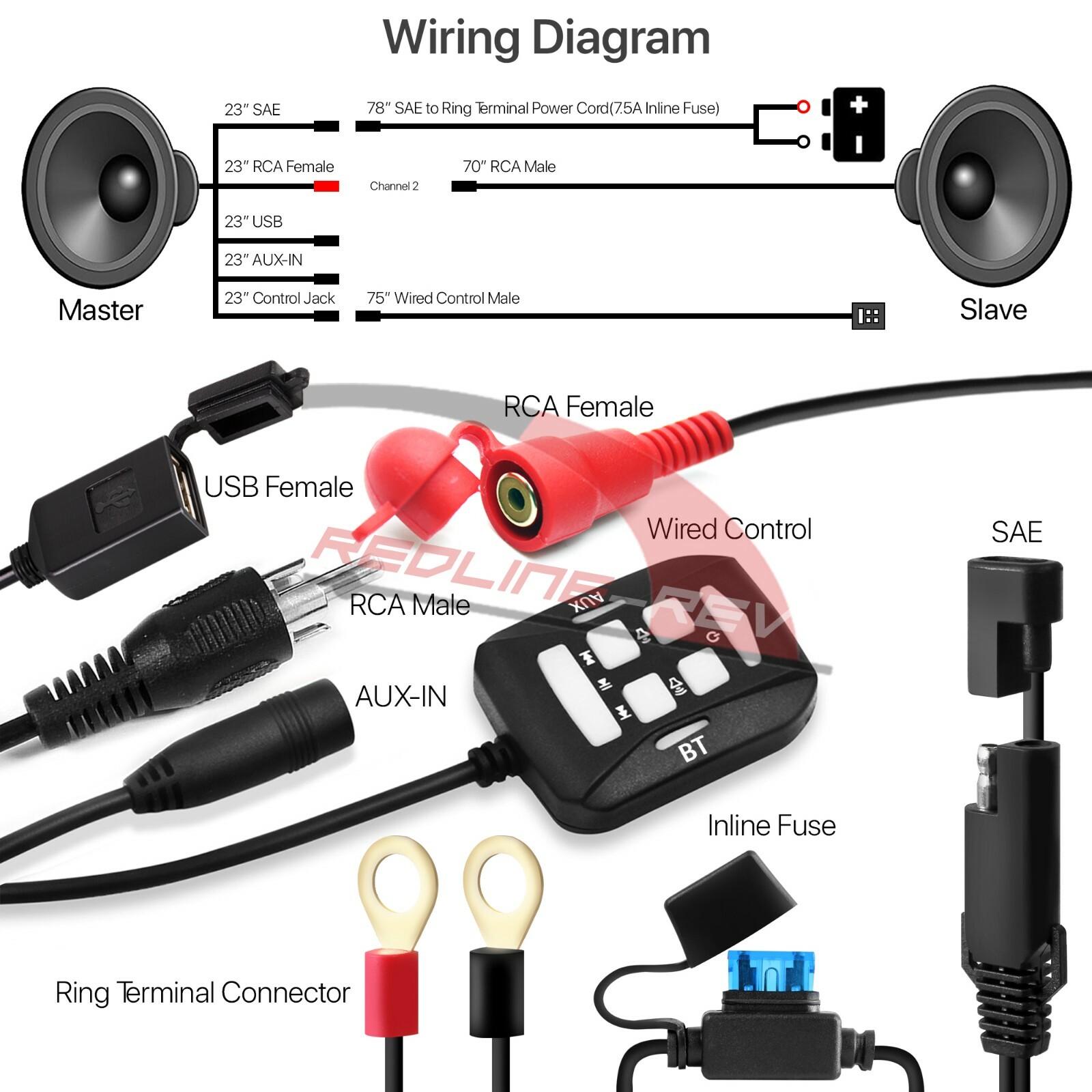 Waterproof Bluetooth Motorcycle Stereo Speakers 600W Amplifier Audio ...