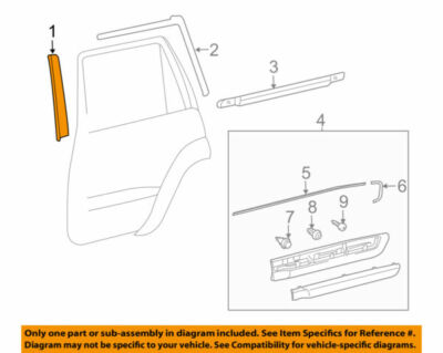75762-60070 Toyota Moulding, rear door window frame, front lh ...