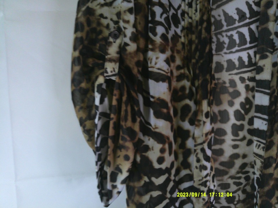Susan Graver Printed Sheer Chiffon Cascade Front Cardigan w Pleats G7 ...