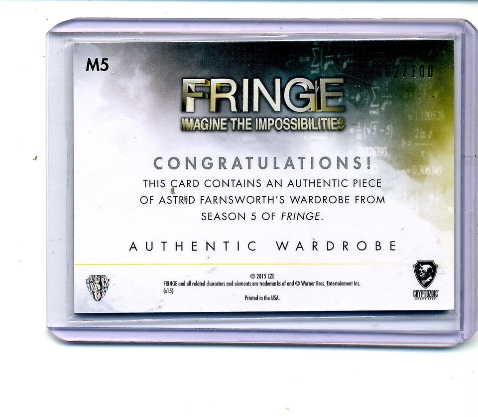 Fringe season 5 M5 Jasika Nicole as Astrid Farnsworth wardrobe card #02 ...