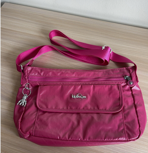 Kipling ZISKA FUSHIA LACQUER CROSSBODY BAG New Metal Robot Monkey NEW ...