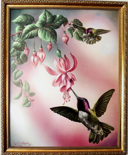HUMMINGBIRD PICTURE FLORAL CRYSTAL SKELLEY FRAMED PRINT 16X20 | eBay